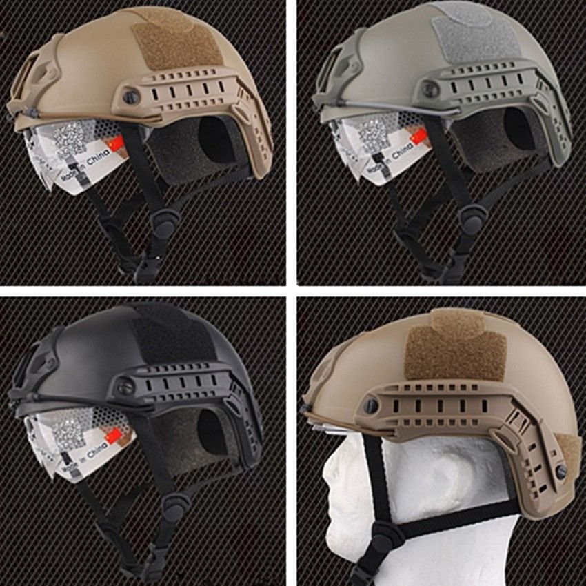 FAST Base Jump MH Type Tactical Helmet w/ Protective Goggles Airsoft ...