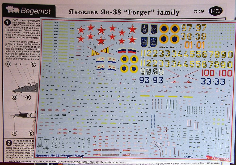 BGM-72050 Begemot decals 1/72 Yakovlev Yak-38 Forger Carrier-Based Aircraft