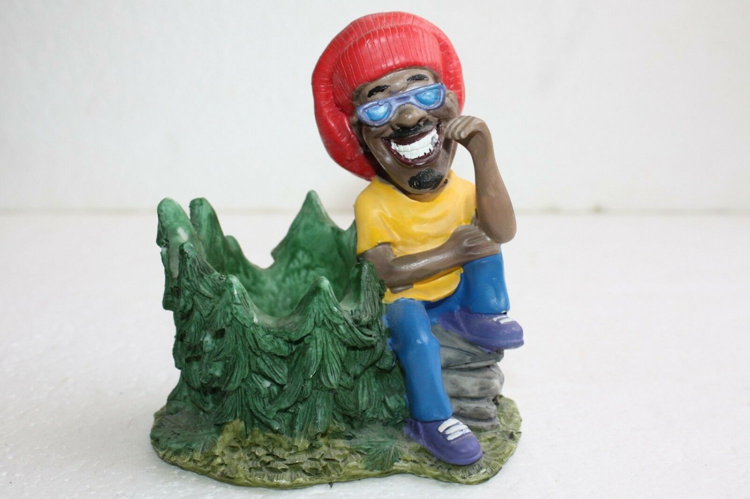 Rasta Jamaican Ganja Man With Ashtray Resin Figurine Painted Collectible