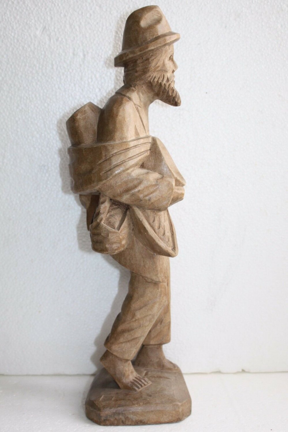 Vintage Old Man Wooden Sculpture Figurine Hand Carved 16" Home Decor ...