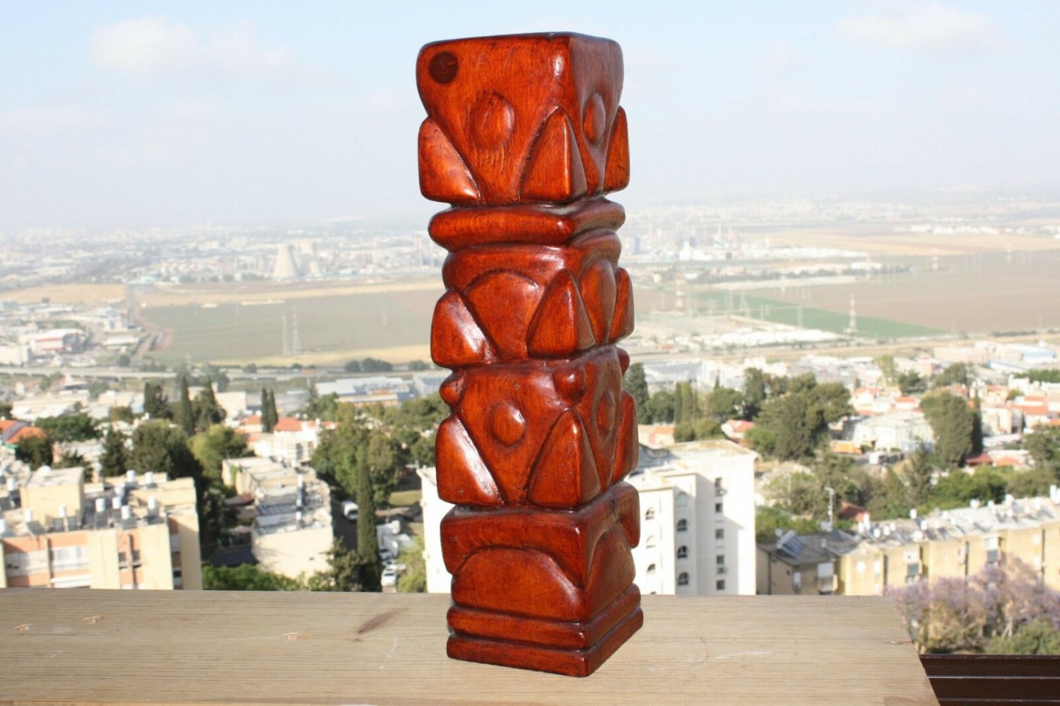 Aztec Mayan WARRIOR TOTEM Hand Carved Praying Sculpture Pedestal Home ...