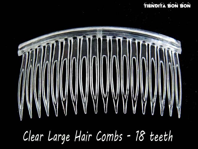 50pcs Large Clear Acrylic Plastic Hair Combs - 18 Teeth - 4" x 2"