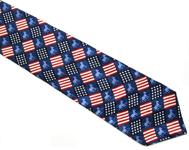 Democrat Necktie Mens Tie Donkey Politics Support Vote Red White Blue ...