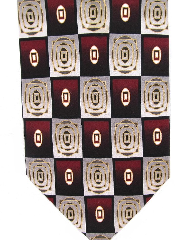 Chas Reed Silk Necktie Mens Tie Extra Long 60" Silver Gold Maroon Mod ...