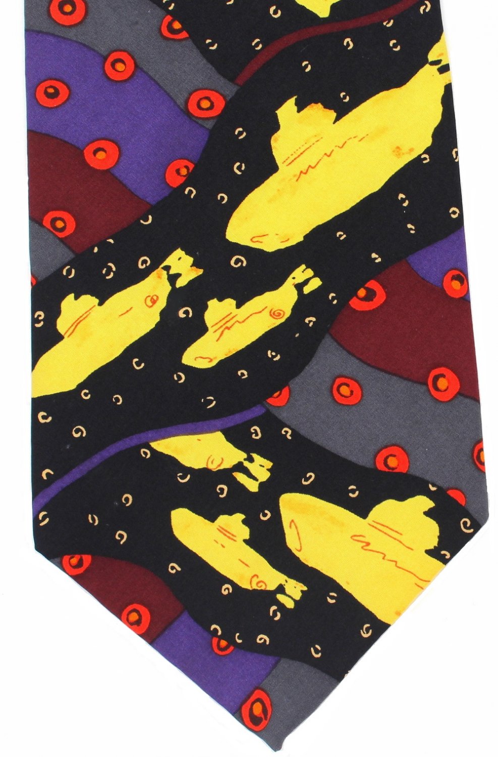 Beatles Yellow Submarine Necktie Mens Novelty Tie Black Orange Purple ...