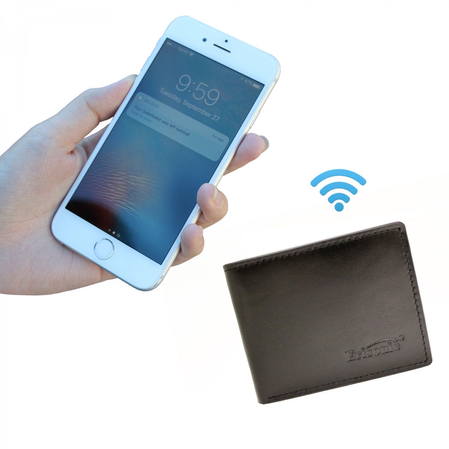 Erisonic Mens Wallet Leather Smart Wallet Bluetooth Wallet with Iphone ...