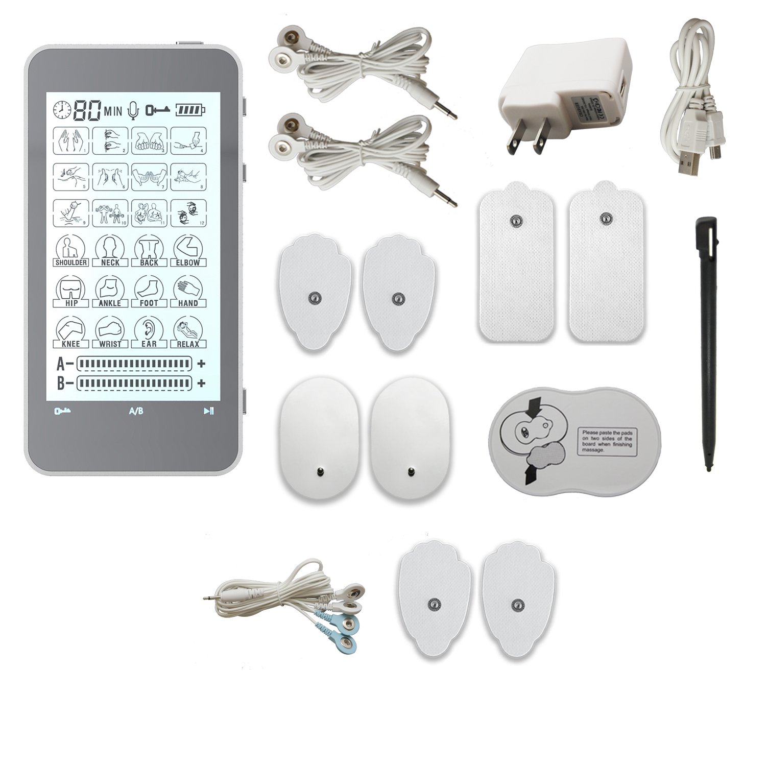 T24AB HealthmateForever TENS Unit Electrical Muscle Stimulator Silver ...