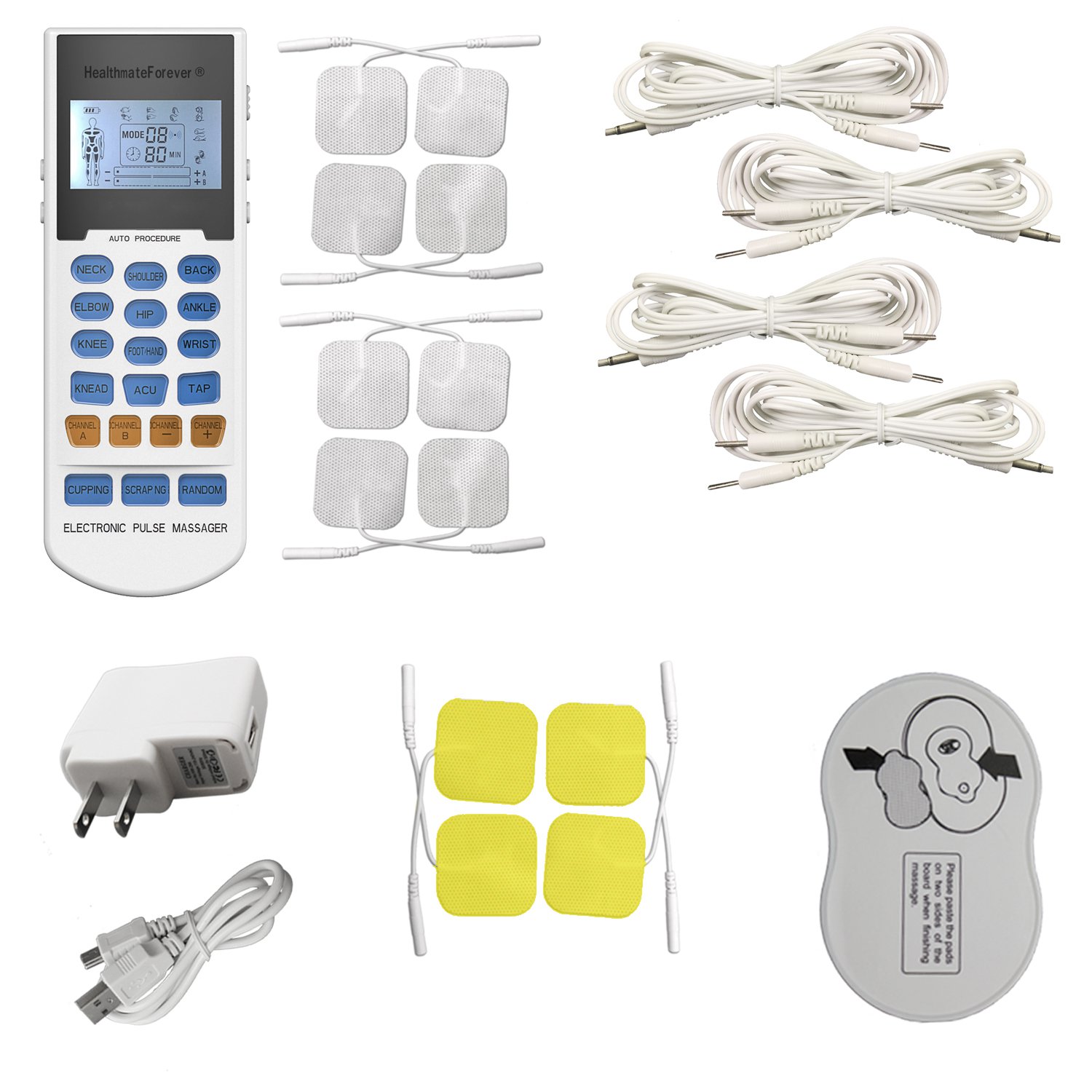 YK15RC HealthmateForever TENS Unit Electrical Muscle Stimulator White ...