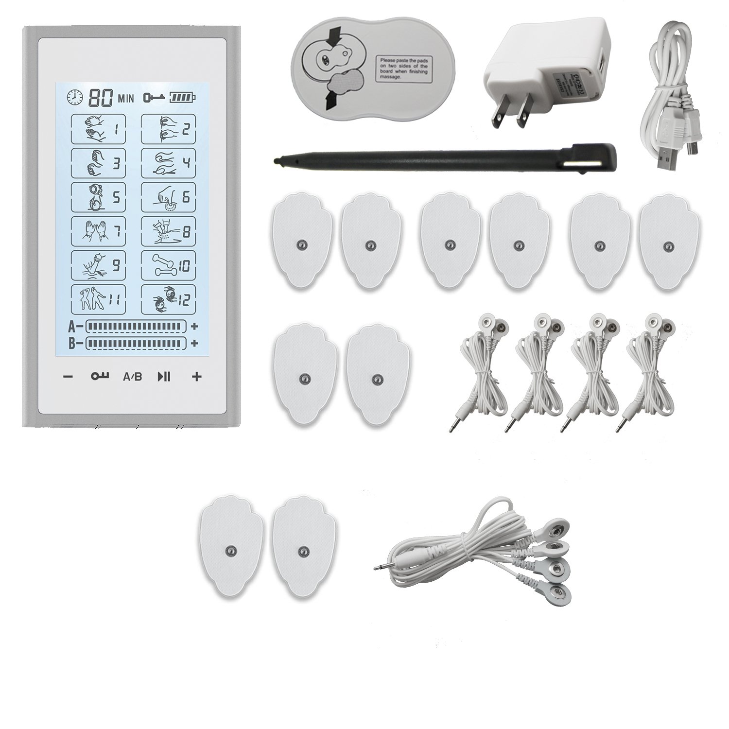 T12AB2 HealthmateForever TENS Unit Electrical Muscle Stimulator Silver ...