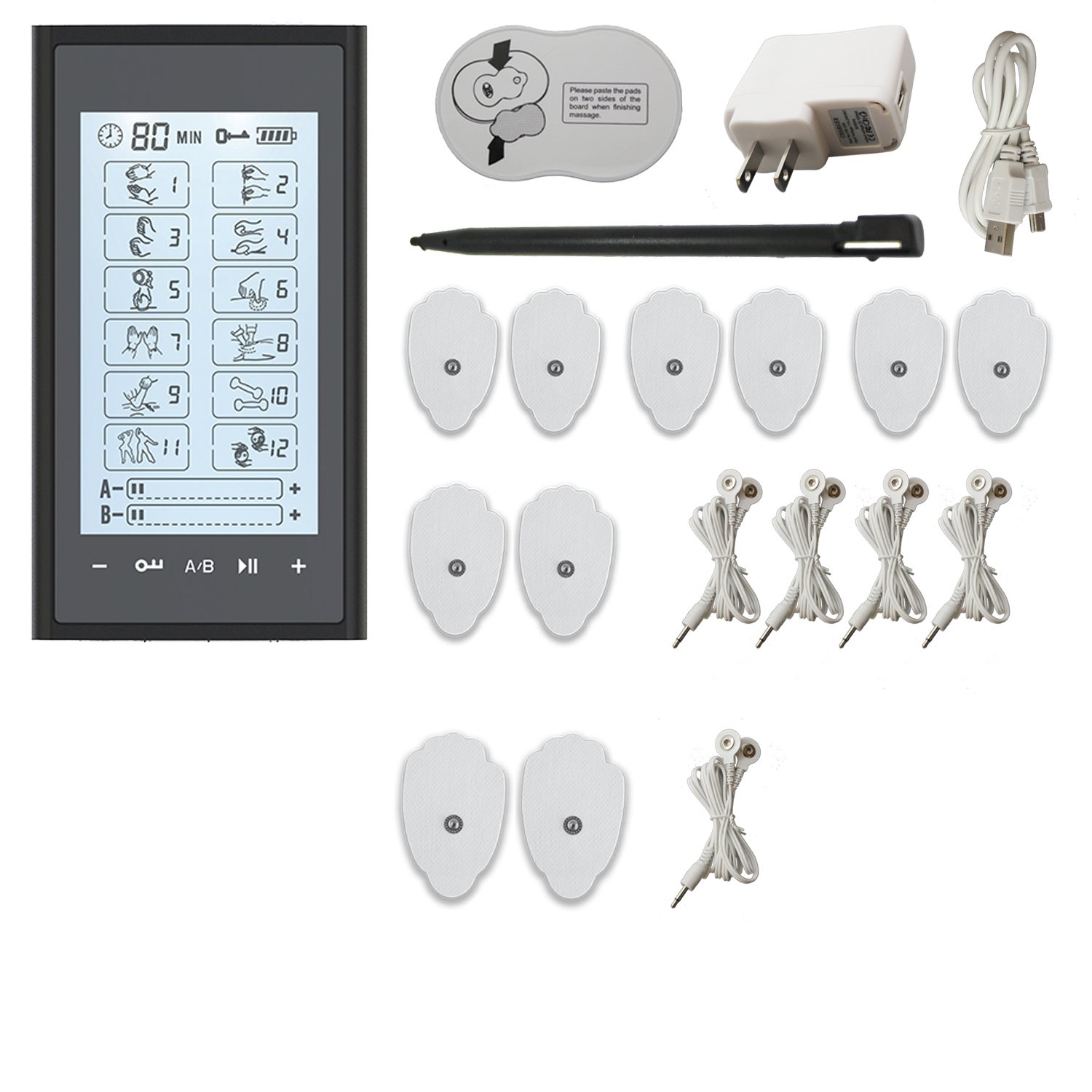 T12AB2 HealthmateForever TENS Unit Electrical Muscle Stimulator Black ...