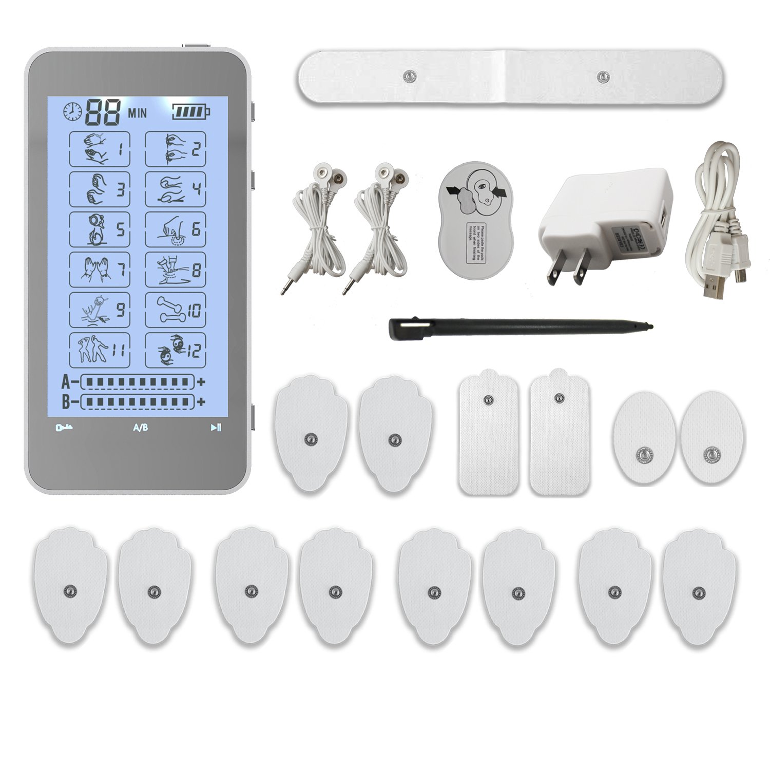 T12AB HealthmateForever TENS Unit Electrical Muscle Stimulator Silver ...