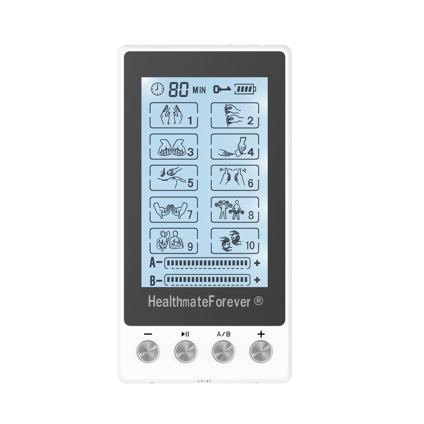 TS10AB HealthmateForever TENS Unit Electrical Muscle Stimulator White ...