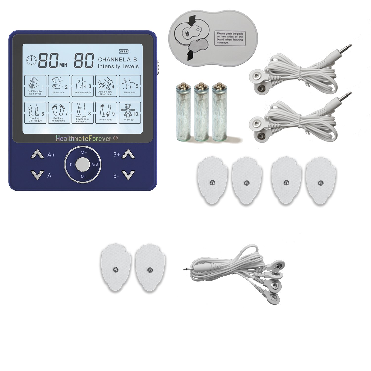 PRO10AB2C HealthmateForever TENS Unit Electrical Muscle Stimulator Blue ...