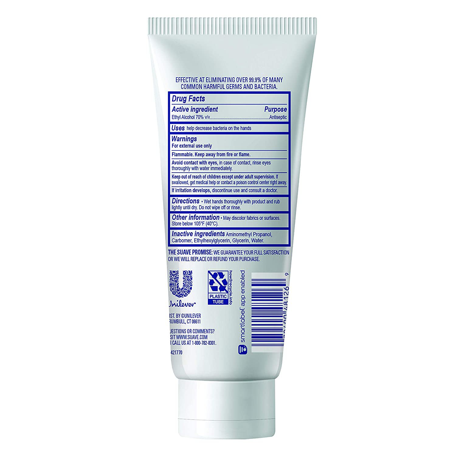 24 Suave Hand Sanitizer 3 Fl. oz Squeeze Tubes - Clear Gel - 1 Case