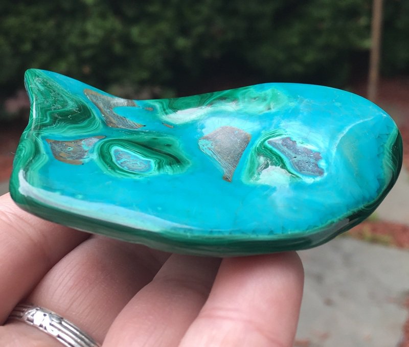 Turquoise Chrysocolla Malachite Soul Healing Gemstone bowl dish Palm ...