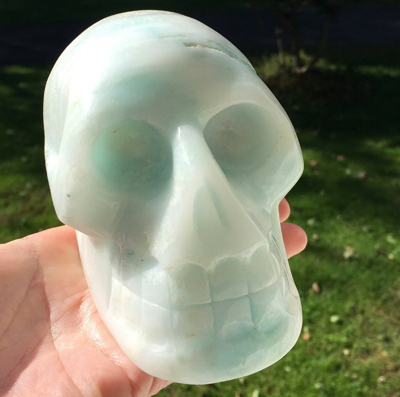 2.8Lb Large Activated Blue ARAGONITE Crystal Skull OPEN Third Eye ...