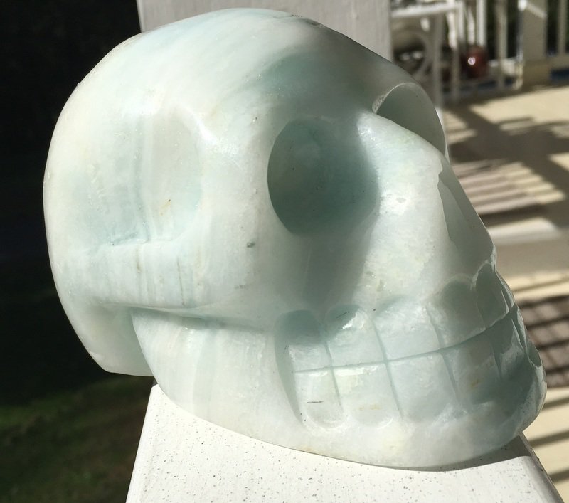 2.8Lb Large Activated Blue ARAGONITE Crystal Skull OPEN Third Eye ...