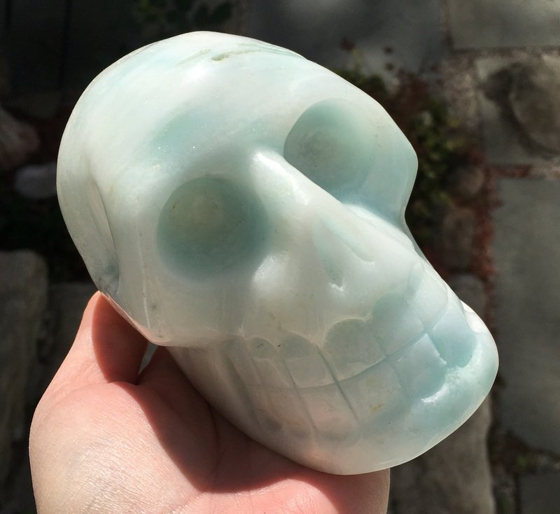2.8Lb Large Activated Blue ARAGONITE Crystal Skull OPEN Third Eye ...