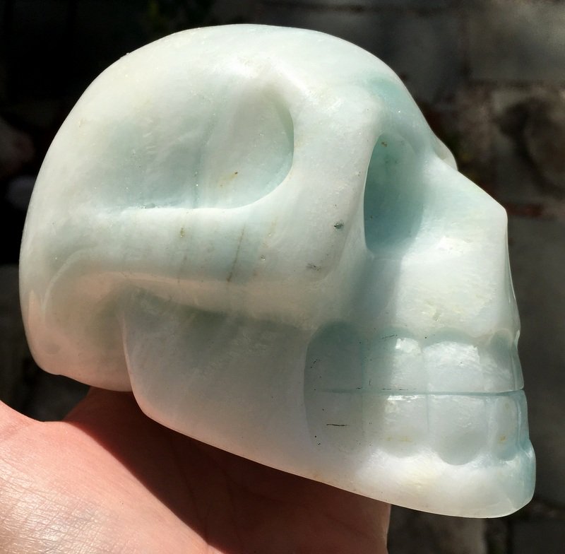 2.8Lb Large Activated Blue ARAGONITE Crystal Skull OPEN Third Eye ...