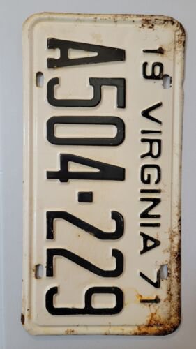 Vintage 1971 VA Virginia License Plates x1 Metal Garage Antique Car ...