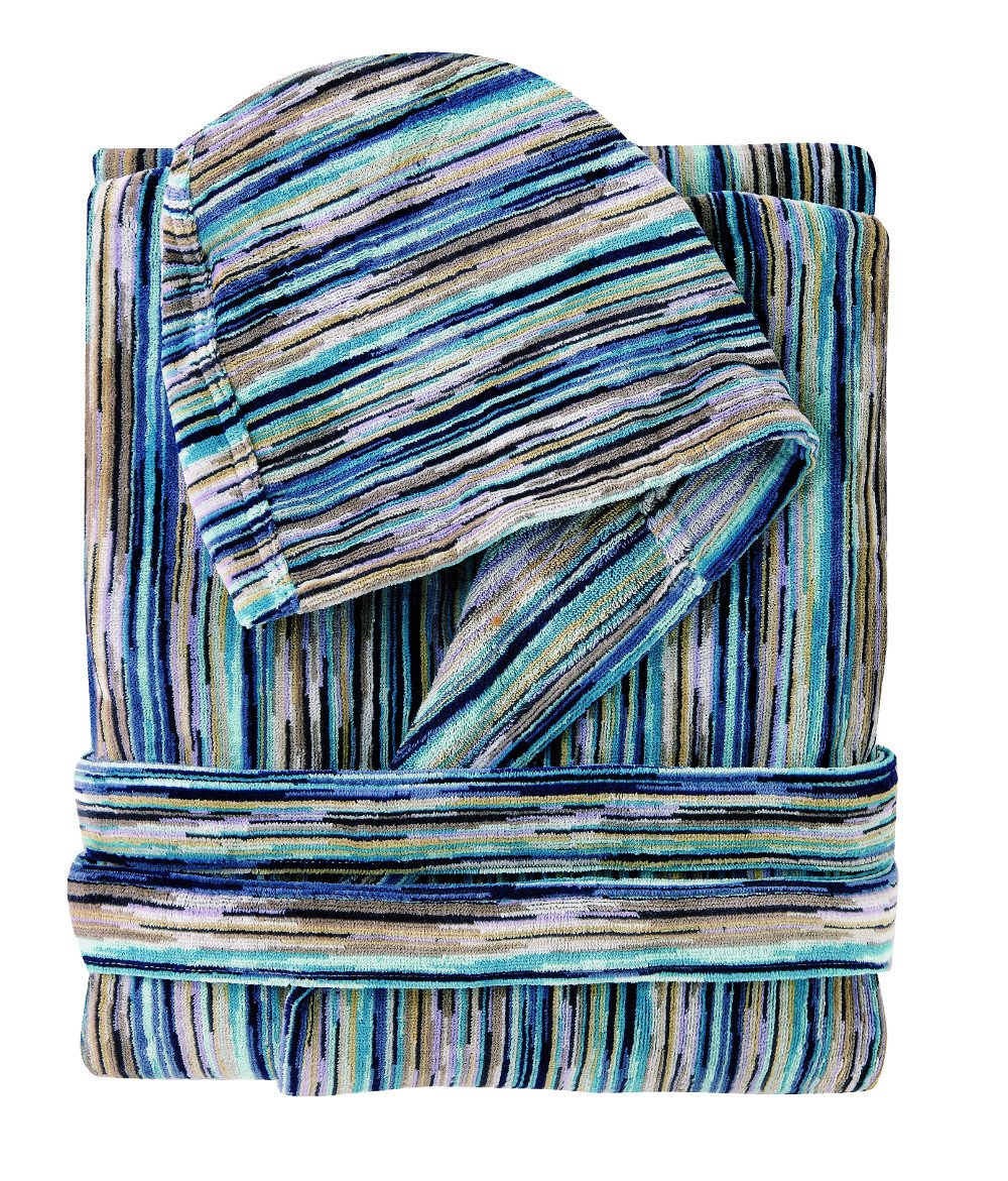 Missoni Home Bath robe with hood RONAN var. 170 on shades of blue