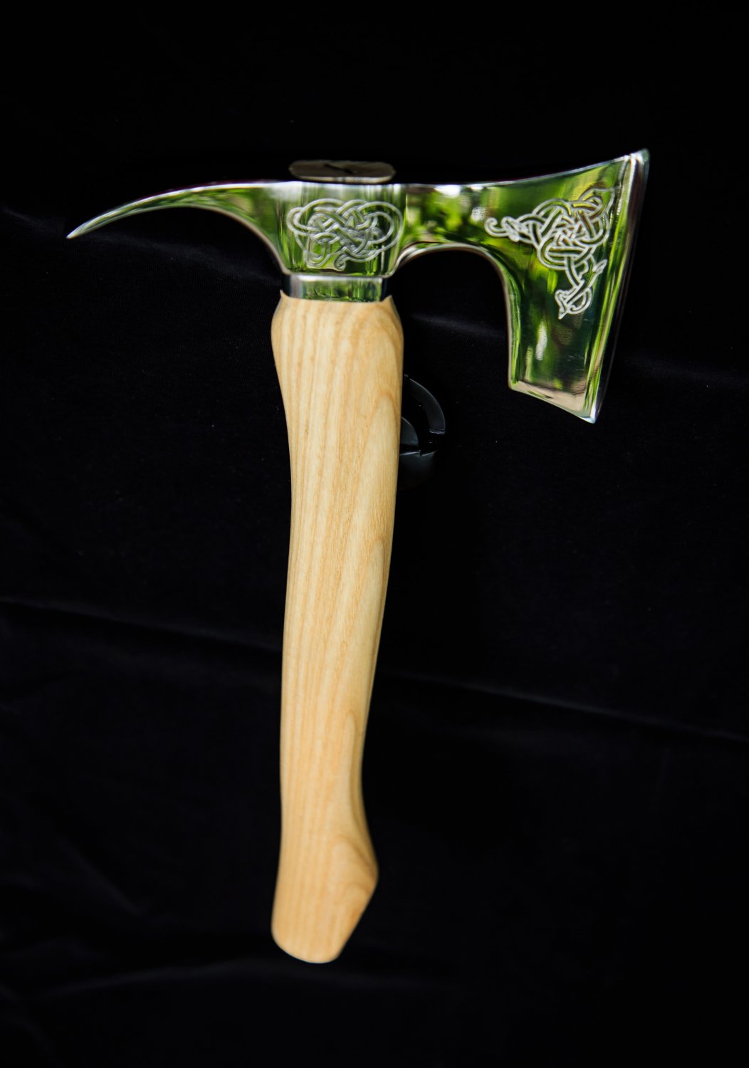 Stainless steel engraved bearded axe with adze blade polished viking style