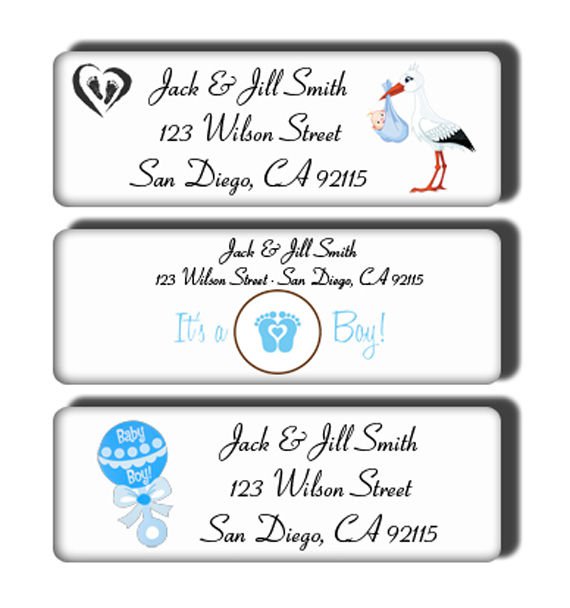 "It's A Boy" New Baby Shower Personalized Custom Return Address Mailing ...