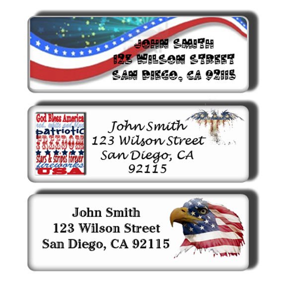 American Flag Patriotic Eagle Custom Return Address Mailing Label ...