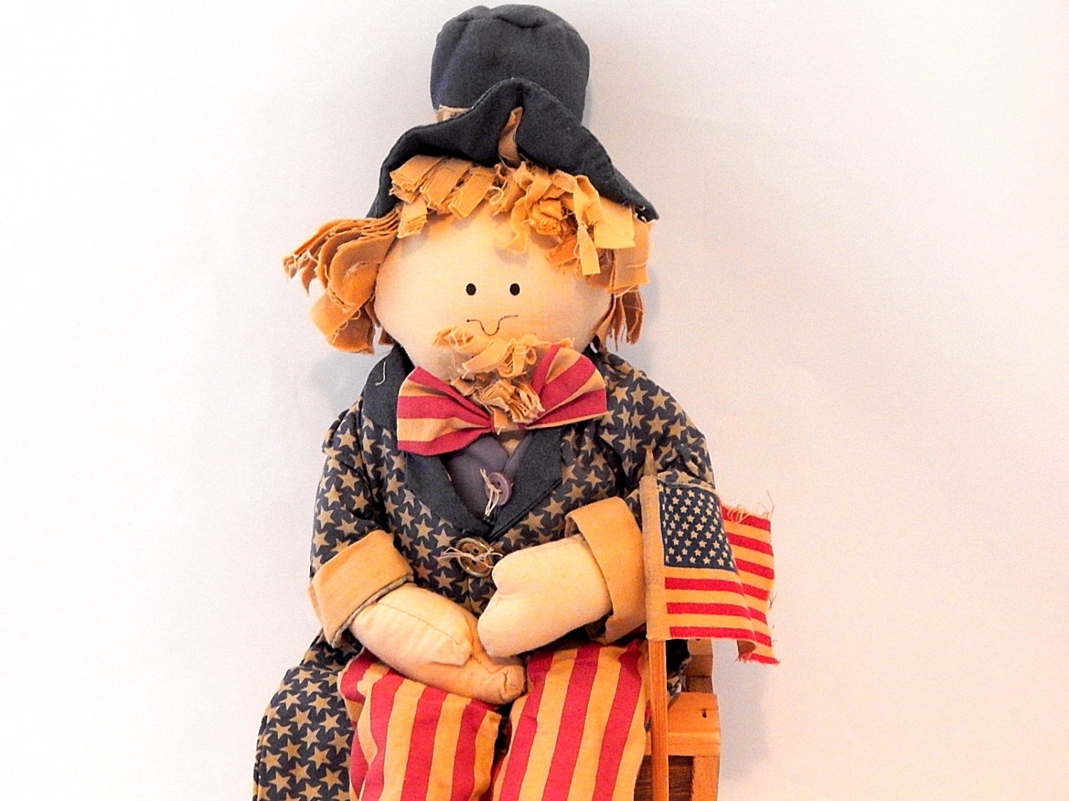 Uncle Sam Doll Patriotic USA Americana Red White Blue Home Decor