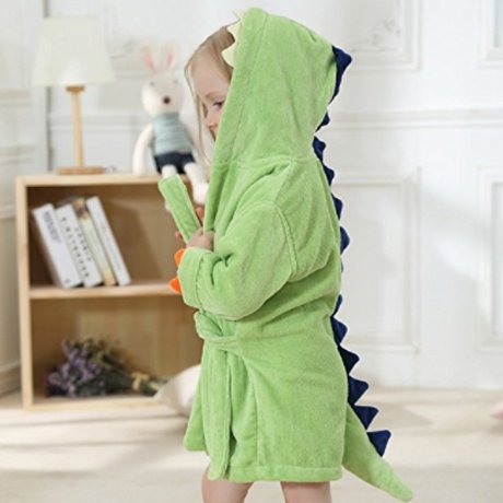 100% Cotton Toddler / Kids Terry Dinosaur Bathrobe With Hood And ...