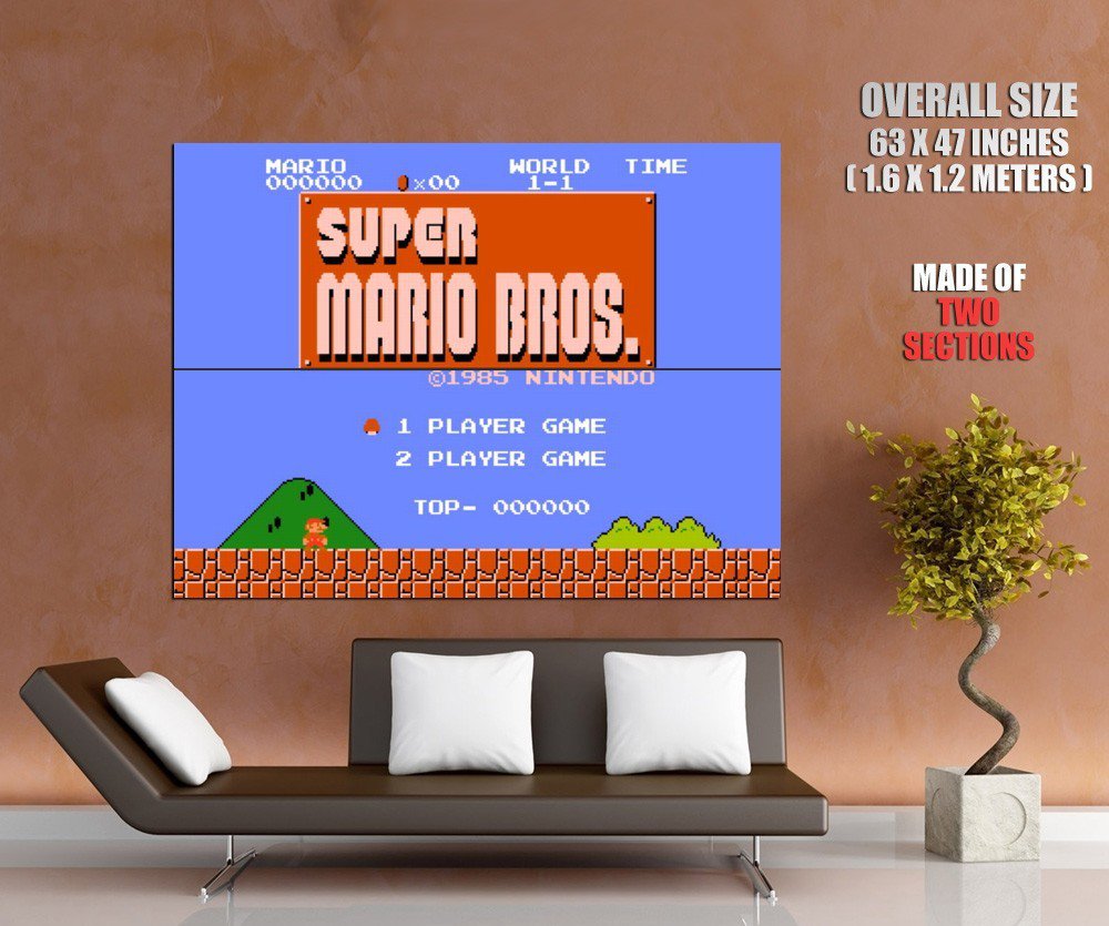 Super Mario Bros Main Menu Nes 1985 Art Huge Giant Print Poster