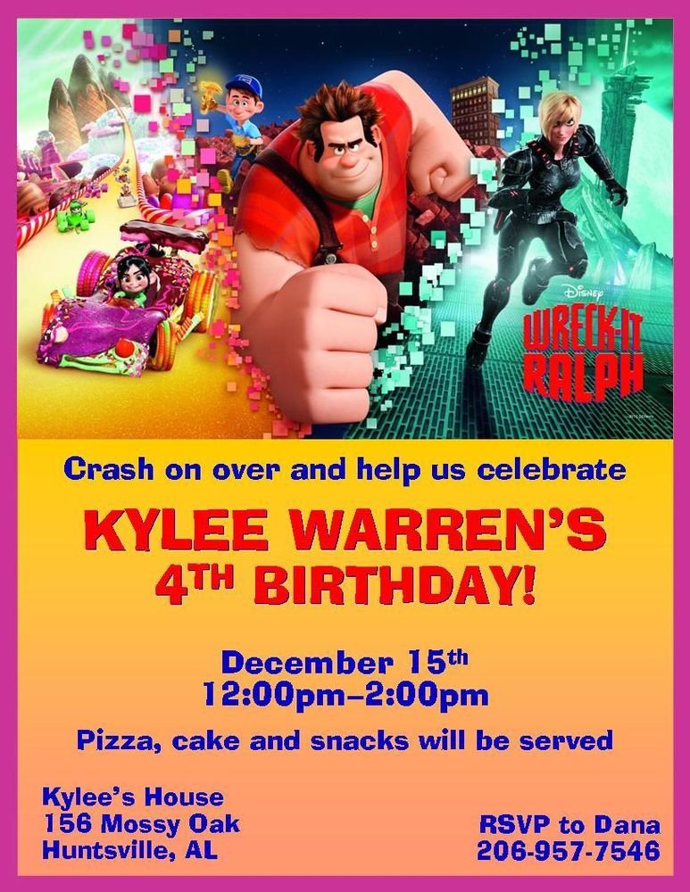 12 Custom Wreck-It-Ralph Birthday Invitations ~ Style #2