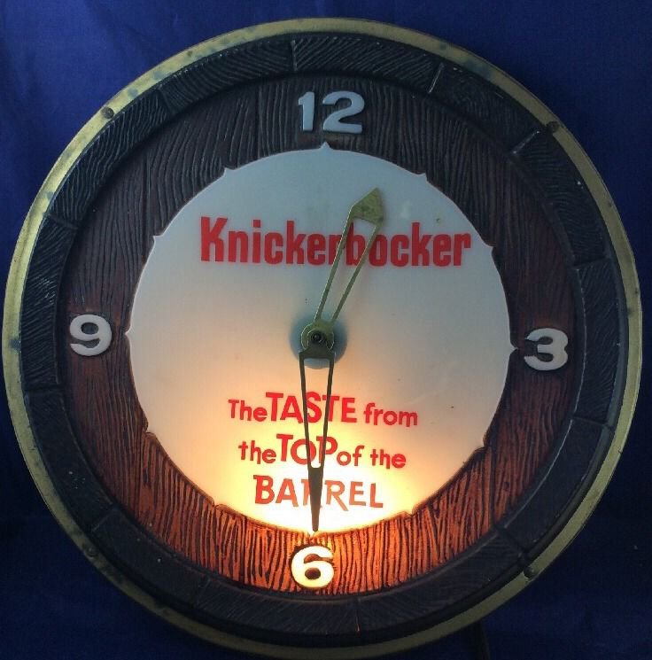 Vintage Rupert Knickerbocker Beer Lighted Clock Sign Works