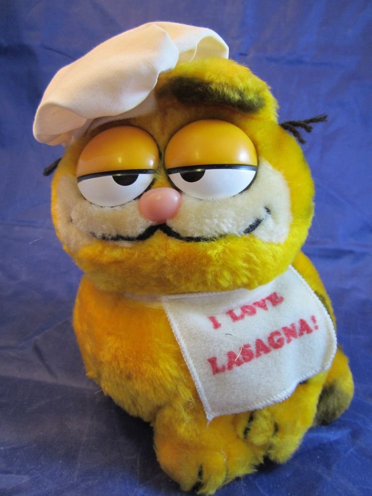 vintage Garfield Chef Hat plush I love Lasagna stuffed animal 1981 Dakin