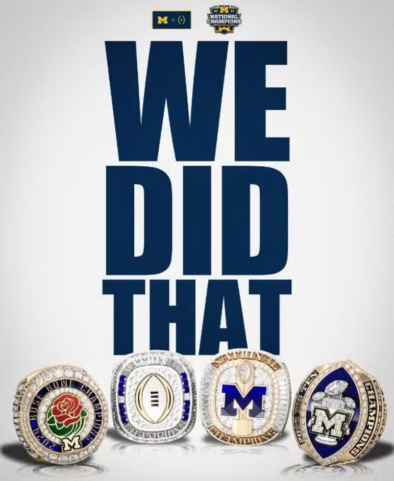 A Set 2024 Michigan Wolverines National Championship Rings Official ...
