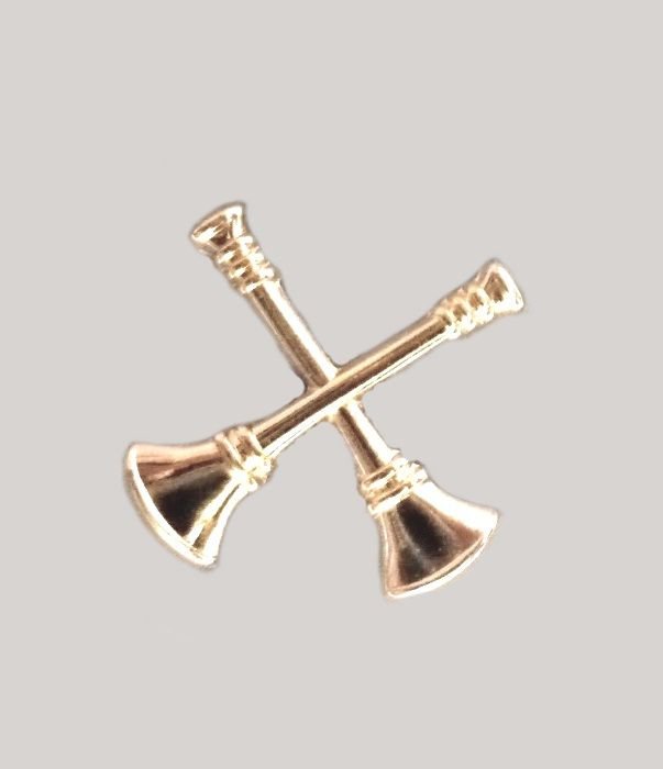Silver Fire Captain 2 Crossed Bugles Collar Device Pin Tac 2 Piece Set New