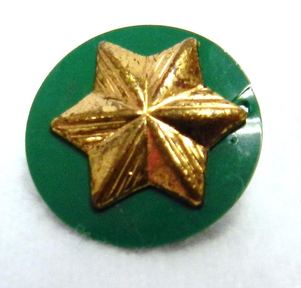 Vintage Girl Scout Membership 6 Point Gold Star Green Backer Pin Tac
