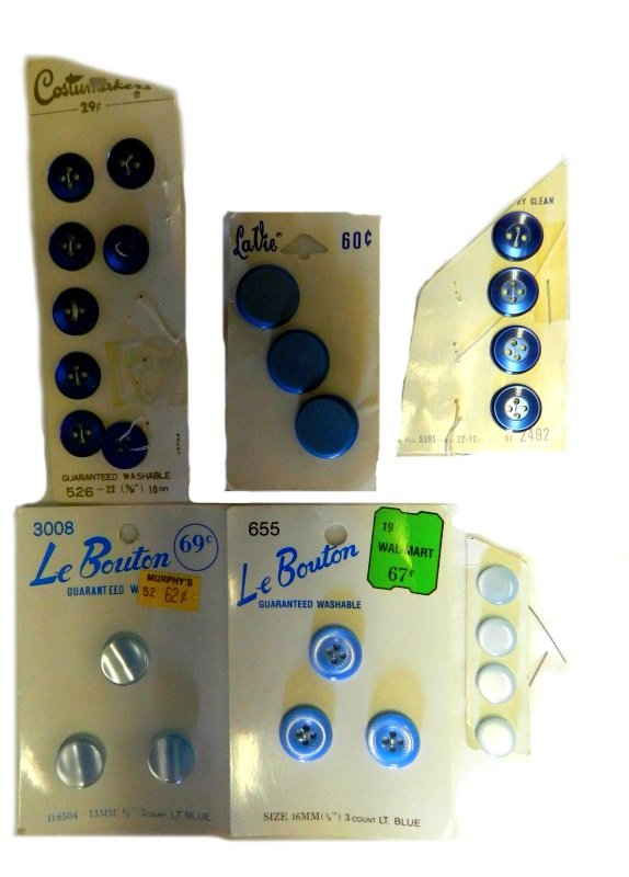 Vintage Buttons Lot of 6 La Vie Le Bouton Costumakers Blue Assorted ...