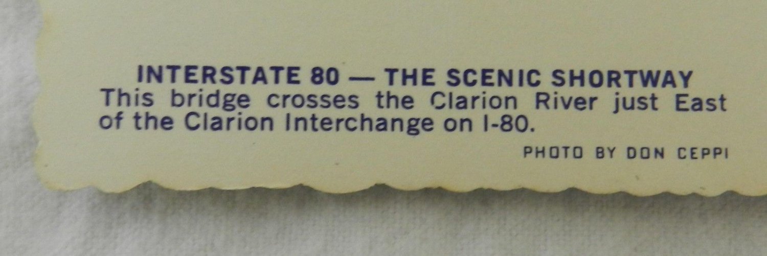 Vintage Uncirculated Interstate 80 Clarion River Bridge Souvenir ...