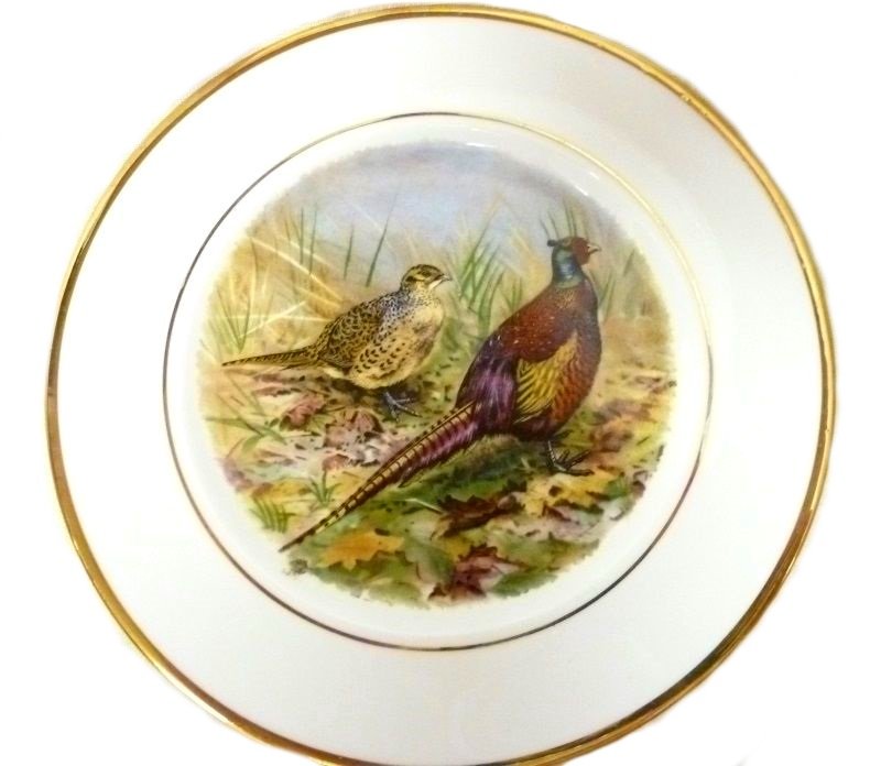Pall Mall Ware Plate English Bone China Cream Pheasants Decorative Vintage