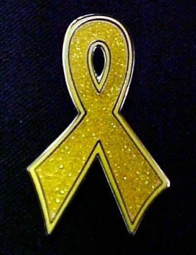 Childhood Cancer Pin Gold Bling Awareness Ribbon Sparkles Lapel Pins New