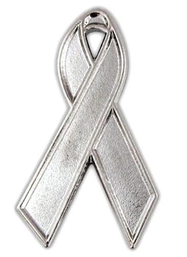 Gray Silver Awareness Ribbon Pin Cancer Cause Textured Plated Lapel ...