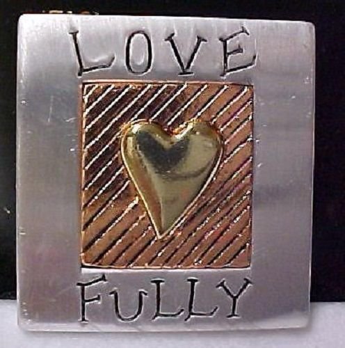 Heart "Love Fully" Pewter Inspirational Quote Cheerful Brooch Pin New