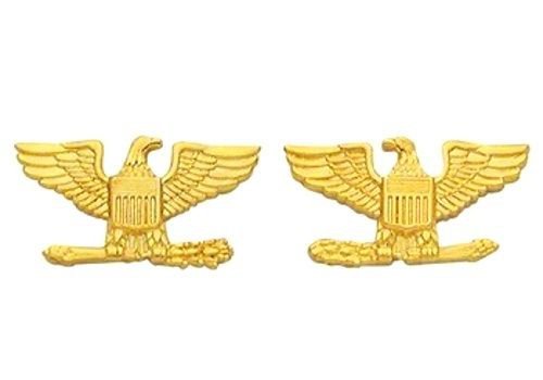 Colonel Captain Eagle Collar Pin Devices Set of 2 US Military Gold ...