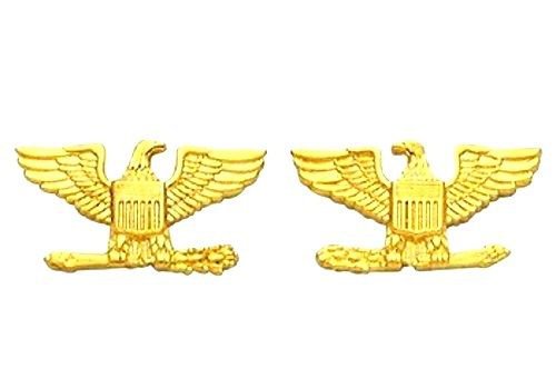 Colonel Captain Eagle Collar Pin Devices Set of 2 US Military Gold ...