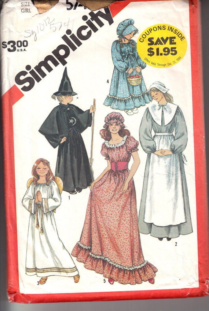 Simplicity 5741 Girl's Halloween Costume Sz 10-12 Vtg 80's Sewing Pattern