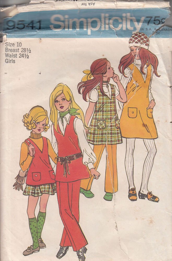 Simplicity 9541-Vtg 70's Gir Jumper, Tunic, Skirt, Pants Sewing Pattern ...