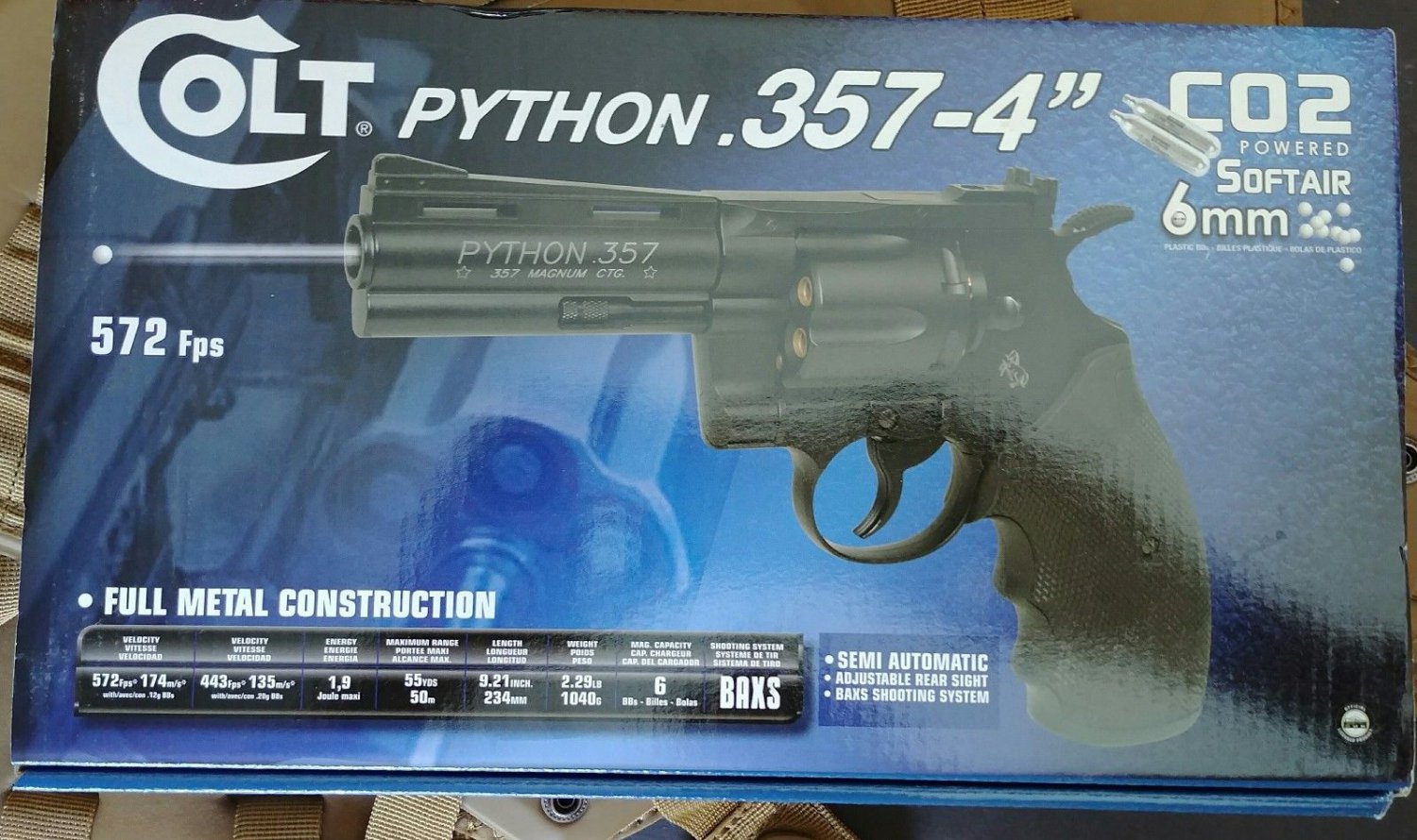 COLT CO2 Python 4" full metal 357 magnum airsoft revolver pistol gun ...