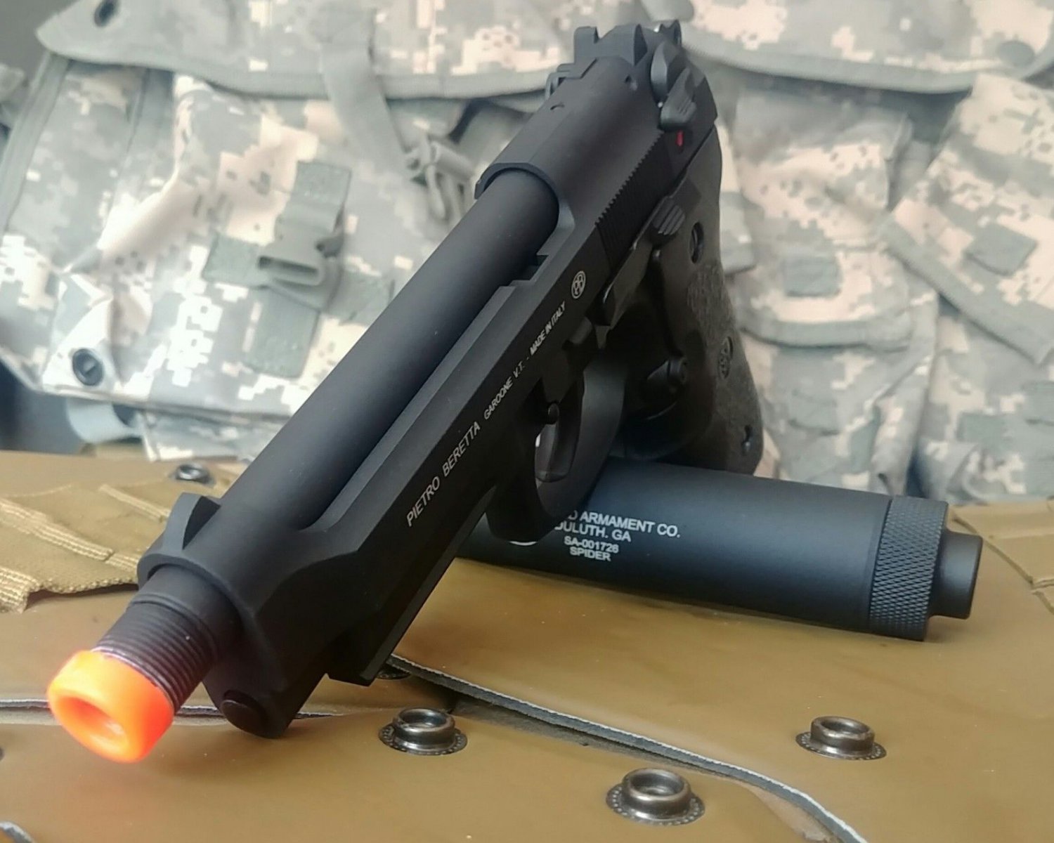 KJW M9 green gas blowback Beretta full metal airsoft pistol w barrel ...