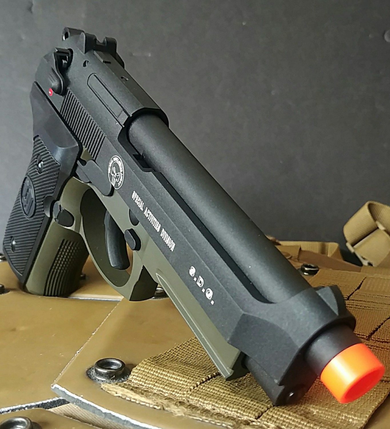 KJW green gas blowback M9 Punisher C.I.A Beretta full metal airsoft pistol